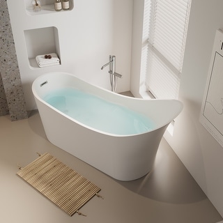 CB HOME 54"/67" Freestanding Acrylic Soaking Bathtubs with Overflow & Pop-up Drain - Bed Bath ...